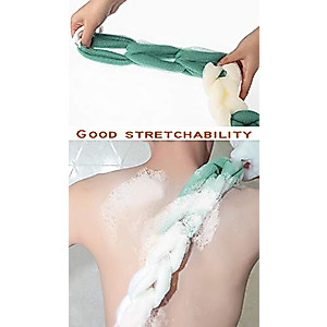 AARainbow 4 Packs Long Stretch Back Sponge with Rope Handles Back Scrubber Bath Shower Mesh Sponge Exfoliating Body Scrub Stretch Braided Loofah for Men and Women (B-1 Grey+1 Green+1 Pink+1 Coffee)
