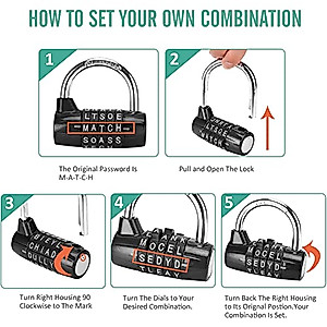 Gym Locker Lock,5 Letter Word Lock,5 Digit Combination Lock,Safety Padlock for School Gym Locker,Sports Locker,Fence,Toolbox,Case,Hasp Storage (Black)