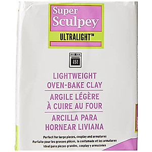 Polyform Super Sculpey Ultralight White, Lightweight, Non Toxic. Soft, Sculpting Modeling Polymer clay, Oven-bake clay, 8 oz bar. Great for all advanced sculptors, artists and cosplayers.