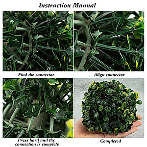 Azure Zone, Pack of 6 4" Artificial Boxwood Topiary Green Plant Balls Decorative Greenery Filler for Garden Home