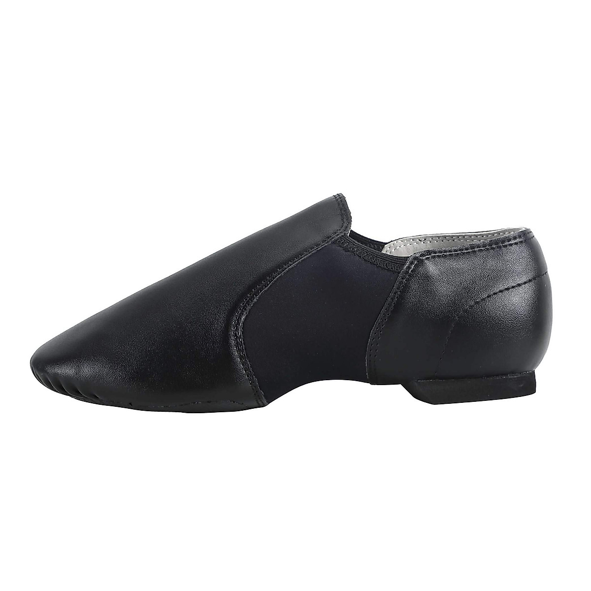 Dynadans Unisex PU Leather Upper Slip-on Jazz Shoe with Arch Insert for Women and Men's Dance Shoes-Black-4.5M