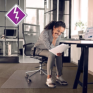 Floortex Computex Anti-Static AdvantageMat, PVC Chair Mat for Carpets up to 3/8" Thick, 60" x 48", Rectangular, Clear (3115226EV)