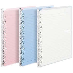 Kokuyo Campus Easy-Carry Slim Binder"Smart-Ring" B5 26-Ring Set OF 3 (Light Pink, Light Blue & Clear, B5)