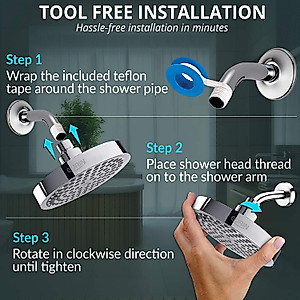 GURIN Shower Head High Pressure Rain, Luxury Bathroom Showerhead with Chrome Plated Finish, Adjustable Angles, Anti-Clogging Silicone Nozzles (California 1.8 GPM)