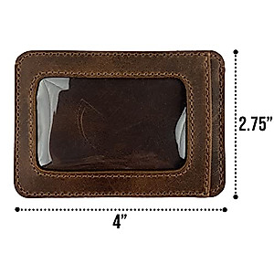 Hide & Drink, Card Holder with ID Slot Handmade from Full Grain Leather - Compact Storage for Cards & Cash, Front Pocket Wallet, Everyday Accessories - Bourbon Brown