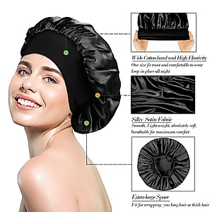 3 Pack Long Silky Sleep Bonnet for Curly Hair, Extra Large Hair Bonnets for Dreadlock and Braids , Long Satin Sleeping Caps Night Cap for Women