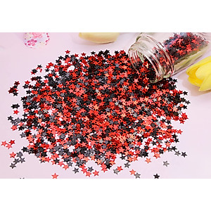 Penta Angel 2 Pack Star Sequin Confetti Holographic Metallic Foil Graduation Table Confetti for 2022 2023 Congrats Grads Birthday Weeding Party Decoration (Red&Black)