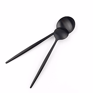 Gugrida Black Flatware, Royal 5 Piece Luxury Matte Finish 18/10 Stainless Steel Tableware Sets for 1 Including Forks Spoons Knives, Camping Silverware Travel Utensils Set Cutlery (Black)