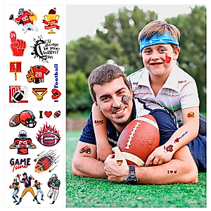 HOWAF 100+PCS American Football Temporary Tattoos, Super Bowl Fake Tattoos for Kids Adults, Rugby Face Tattoos Stickers for Sports Football Fans Favors, Waterproof Body Tattoos for Football Event Party Supplies
