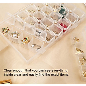AKOAK 28-Compartment Transparent Plastic Storage Box, Separate Lid, Transparent Compartment, Nail Art Storage Box, Jewelry, Rhinestone, Beads, Screws, Organizer Container