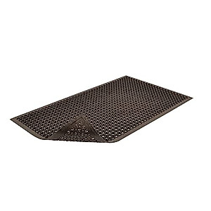NoTrax 3' x 5' Lightweight Restaurant Rubber Floor Mat with Drainage Holes, Anti-Fatigue Mats, Black, T30 Competitor, T30S0035BL
