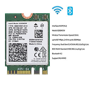 Makeronics 8265AC/8265NGW Wireless NIC Module M.2 NGFF for Jetson Nano Support 2.4GHz / 5GHz 300Mbps / 867Mbps Dual Band WiFi and Bluetooth 4.2 | Assembly Instruction Included