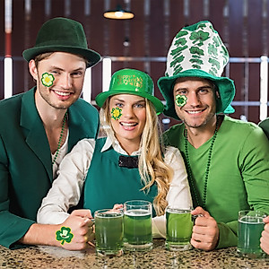 72 Pieces Glitter Shamrock Temporary Tattoos St. Patrick's Day Tattoos Lucky Clover Glitter Tattoo Stickers St. Patrick's Day Irish Sticker Parade Party Favors Decorations Accessories, 9 Styles