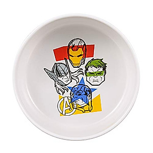 Marvel Comics Avengers Ceramic Dog Bowl, 6-Inch | White Ceramic Dog Bowl with Official Avengers Characters and Logo | Medium Dog Food Bowl or Water Bowl for Dry and Wet Food | 3.5 Cups 28 oz