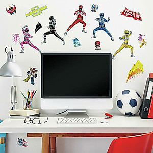 RoomMates RMK4454SCS Power Rangers Peel and Stick Wall Decals, Pink, Red, Blue, Yellow
