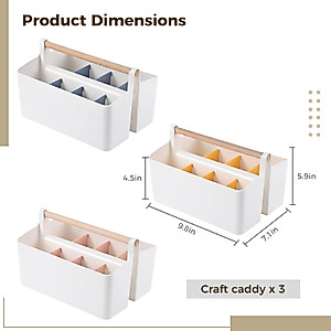 Lnrueg 3 PCS Craft Caddies with Handle,9.8'' x 7.1'' x 5.9'' Caddy Organizer With Handle, Divided Baskets for Pencil Caddy、marker caddy、art bin, Diaper Organizer Caddy with Detachable Dividers