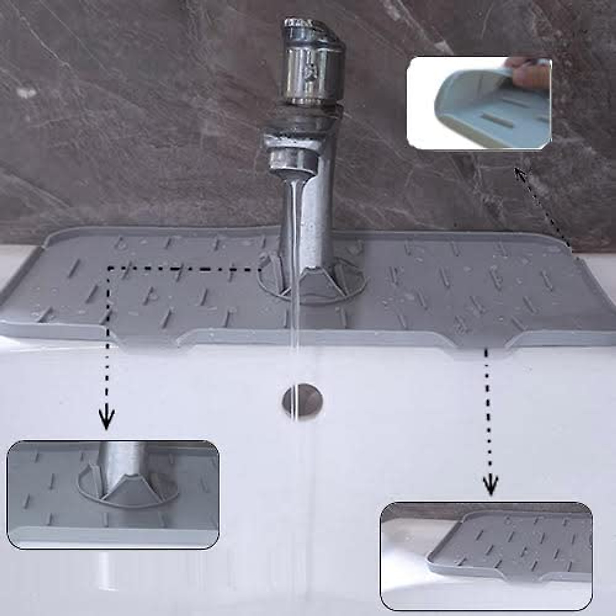 Zenc Kitchen Sink Mat, Silicone Sink Mat, Water Mat, Sink Mat (Grey)