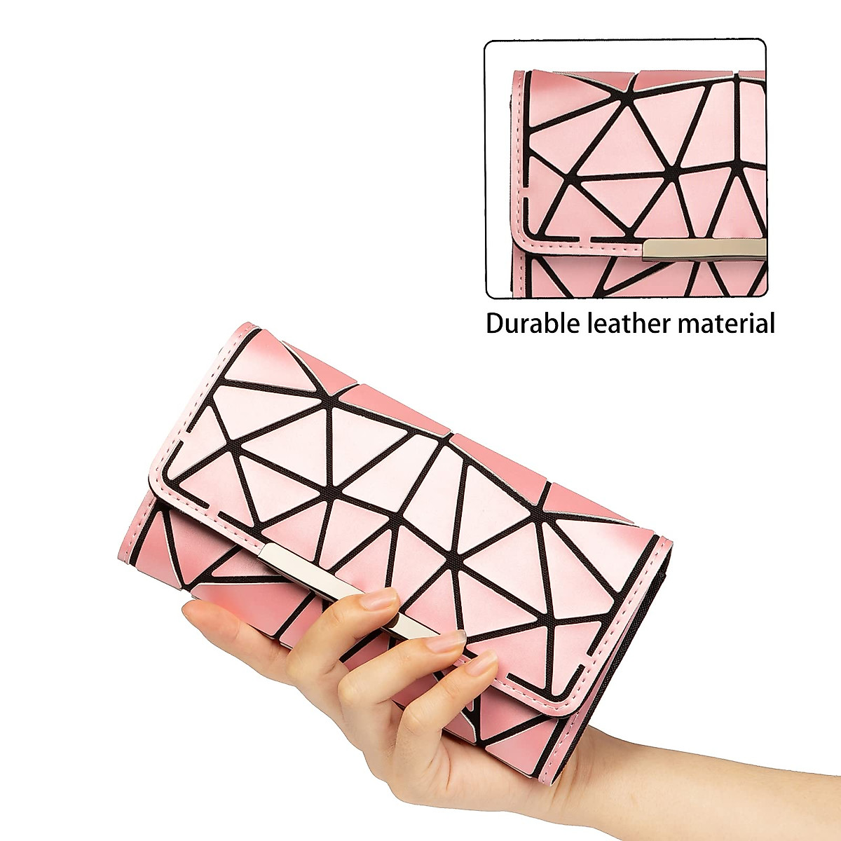 bovoid Wallets for Women Tote Bag Geometric Handbags Luminous Ladies Wallets and Messenger Bags Holographic Shoulder Bags(flash)