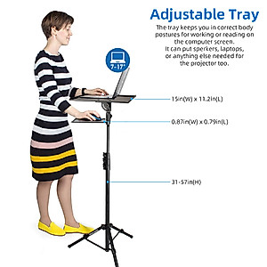 Mercase Projector Tripod Stand with 2 Shelves Adjustable Height 31 to 57 Inch,Foldable Laptop Tripod Stand,Portable Projector Stand for Laptop, Projector