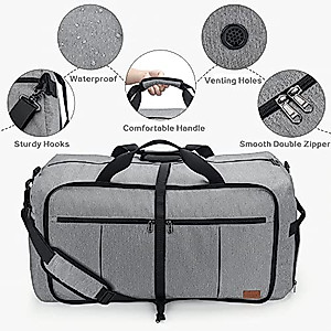 80L Travel Duffle Bag for Men, Large Foldable Duffel Bag for Travel with Shoe Compartment Overnight Weekender Bag Gym Bag for Men Women Waterproof & Tear Resistant (Gray, 80L)