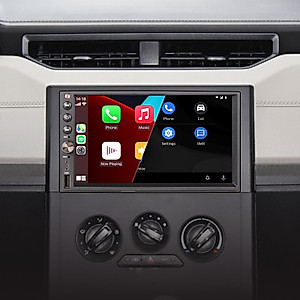 Double din Car Stereo Compatible with Wireless Carplay/Android Auto IPS Touchscreen Car Stereo with Bluetooth/Mirror Link/Hands-Free Calling/FM/AM/EQ