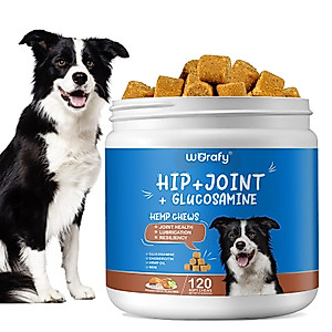 YEUGSCKA Joint Support Supplements Chew for Dogs 120 Count, Hip & Joint Care Tablets with Glucosamine, Chondroitin, Green Lipped Mussel and Vitamins for Dog Joint Care