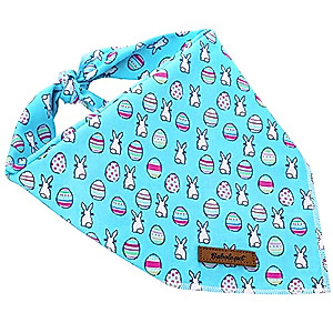 Babole Pet Easter Gift Dog Bandanas, 1PC Rabbit Egg Washable Square Dog Scarfs for Small Medium Large Dogs Adjustable Dogs Bib Scarfs for Girl and Boy(S)