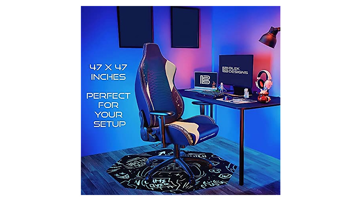 Blek Designs Anti-Slip Gaming Chair Mat - 47" x 47"