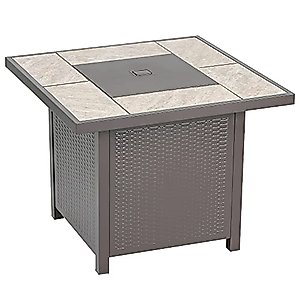 BALI OUTDOORS 32-Inch Outdoor Propane Gas Fire Pit Table, 50,000BTU FirePit, Brown