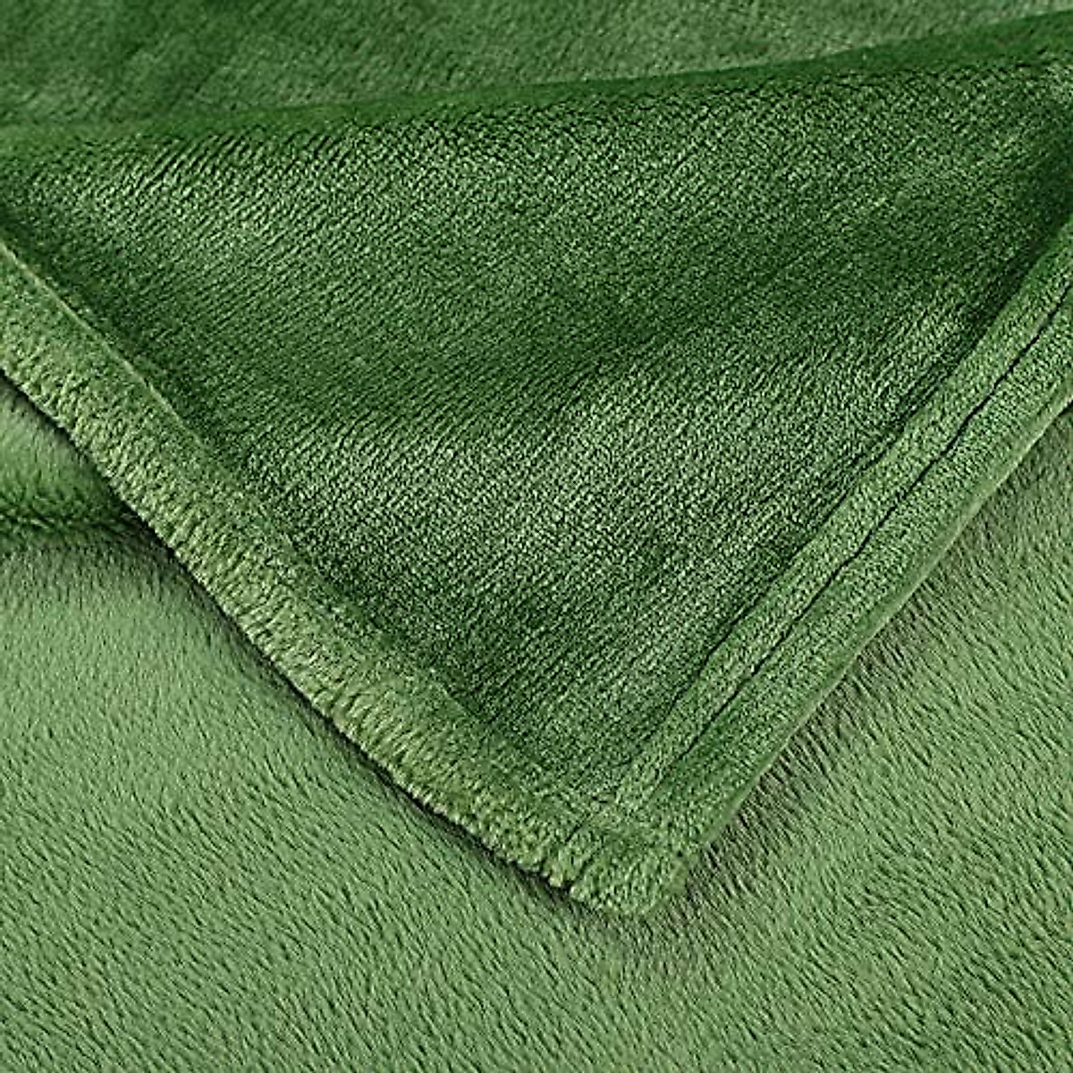 PiccoCasa Fleece Blanket King Size - 350 GSM Soft Warm All Season Flannel Blanket for Couch Sofa Bed Traveling - Fuzzy Lightweight Microfiber Plush Blankets, 90 x 108 Inches, Green