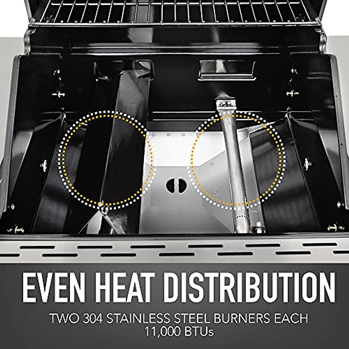 Permasteel 2-Burner Gas Grill | Cast Iron Cooking Grates, Grilling Tools Holder, Foldable Sides, PG-A40201-RD, Cabinet Style, 22000 BTUs – Red
