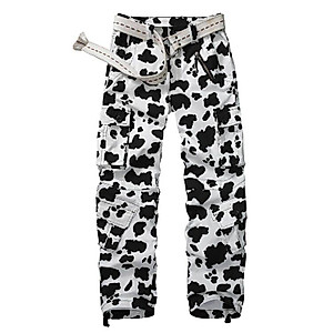 Raroauf Women's Camo Cargo Pants Casual Military Combat Work Trousers Camouflage Capri Pants with 8 Pockets White Size 12