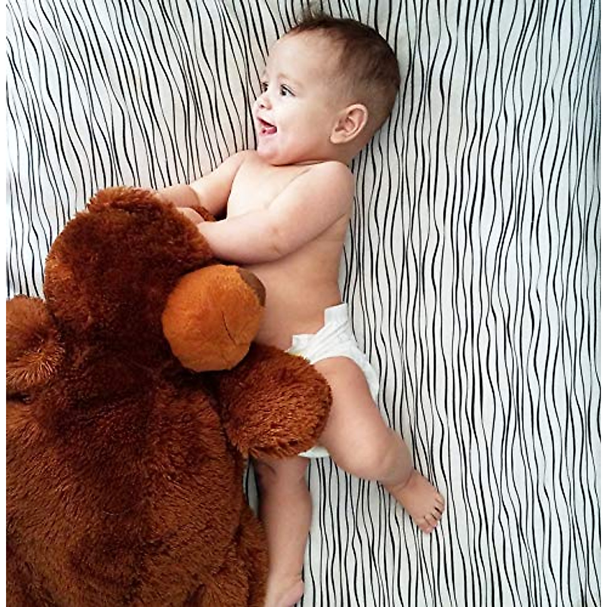 Crib Sheet Set | Toddler Sheet Set 2 Pack 100% Jersey Cotton Black and White Abstract Stripes and Dots