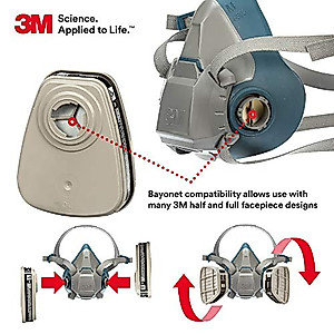 3M Respirator Cartridge 6001, 30 Pairs, Helps Protect Against Organic Vapors, Cleaning, Painting, Chemical Dispensing, Parts Cleaning, and Seal Coating , Gray