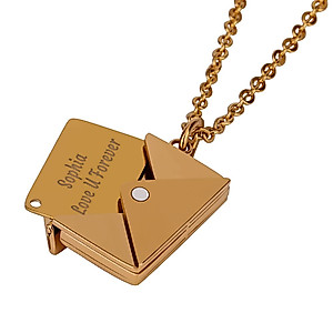 LAICEPS U Custom Locket Necklace for Women-personalized Free Lettering Locket Necklaces for Women - Love Envelope Locket Necklace Jewelry for Women Girlfriend (gold)