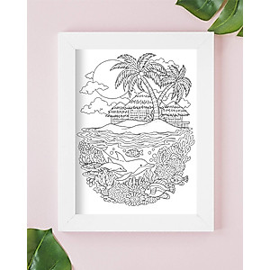 ColorIt Colorful Tropical Scenes Adult Coloring Book - 50 Single-Sided Designs, Thick Smooth Paper, Lay Flat Hardback Covers, Spiral Bound, USA Printed, Tropical Pages to Color