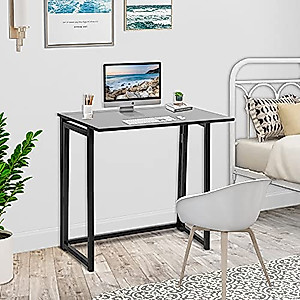 windaze 31.5" Folding Desk No-Assembly Small Computer Desk Home Office Desk Foldable Table, Laptop Table Desk, Sturdy Metal Work Desk for Small Space (31.5x17.8x28.7) (Black)
