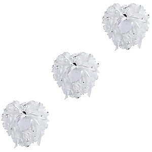 HONMEET 3 Pcs Ring Pillow Wedding Decor Heart Decor Heart Ring Wedding Gift Ring Box Rose Flower Ring Tray Heart Ring Box Bride Ring Pillow Heart Shape Ring Pillow Bride White Foam Wreath