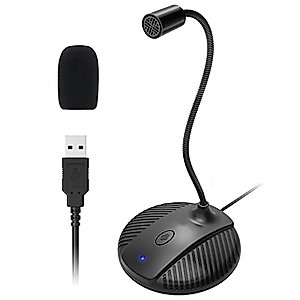 Desktop USB microphone with mute button, plug and play, can adjust the direction arbitrarily. Compatible with MAC/Windows, suitable for recording, work meeting, gaming, laptop, computer