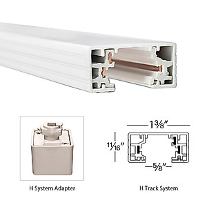 WAC Lighting H Track 8FT Single Circuit Field Cuttable 120V Track for H Style 3-Wire Track Fixtures with 2 Endcaps in White