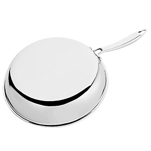 Vinod Titanium Triply Stainless Steel Fry Pan, 26 cm Dia, Induction & Gas Fridenly, Scratch Resistant, Even Heat Distribution, Durable Construction for Optimal Cooking Results, Pack of 1, Silver