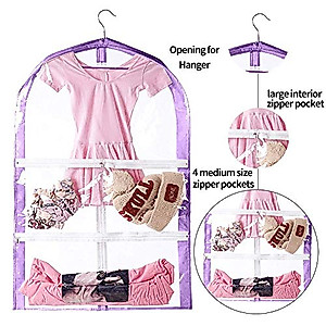 Clear Kids Garment Bags,3 Packs Garment Bag For Dance Costumes With Pockets,Foldable Garment Bags For Hanging Clothes Travel Storage,Dance Garment Bags For Dancers.35" Garment Dance Competition Bag