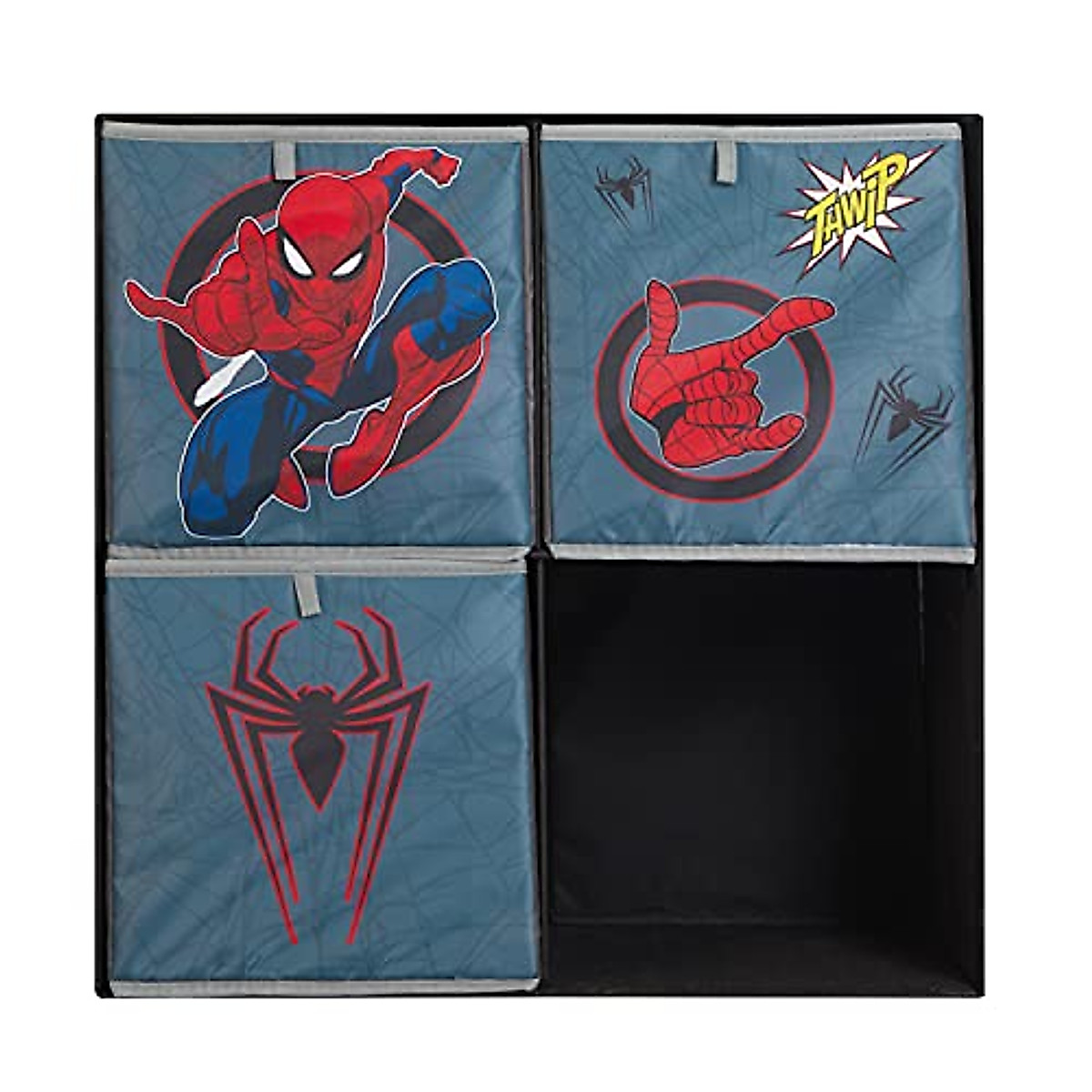 Idea Nuova Marvel Spiderman Collapsible Storage Cubby Organizer and Bookshelf with 3 Collapsible Cubes