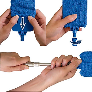 Retractable Gap Dust Cleaner with Extension Pole, Cleaning Tools with 3 Microfiber Dusting Cloths, Extendable Long Handle Duster for Cleaning Under Refrigerator Sofa Couch Bed Furniture Appliance Blue