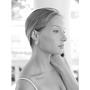 Mariell Cubic Zirconia Bridal Earrings, Silver Platinum Plating, CZ Crystal Wedding Earrings for Brides, Bridesmaids, Prom, Homecoming and Mother of the Bride