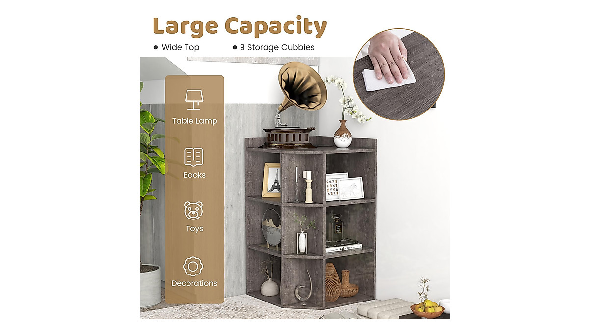 Byroce 9 Cube Corner Cabinet - Space-saving Storage & Charging Station