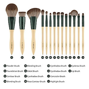 DUcare Makeup Brushes 14Pcs with 3Pcs Makeup Spong & Cosmetic Bag - Lime Mojito Series Christmas Gifts Professional Kabuki Foundation Blending Brush Face Powder Blush Concealers Eye Shadows