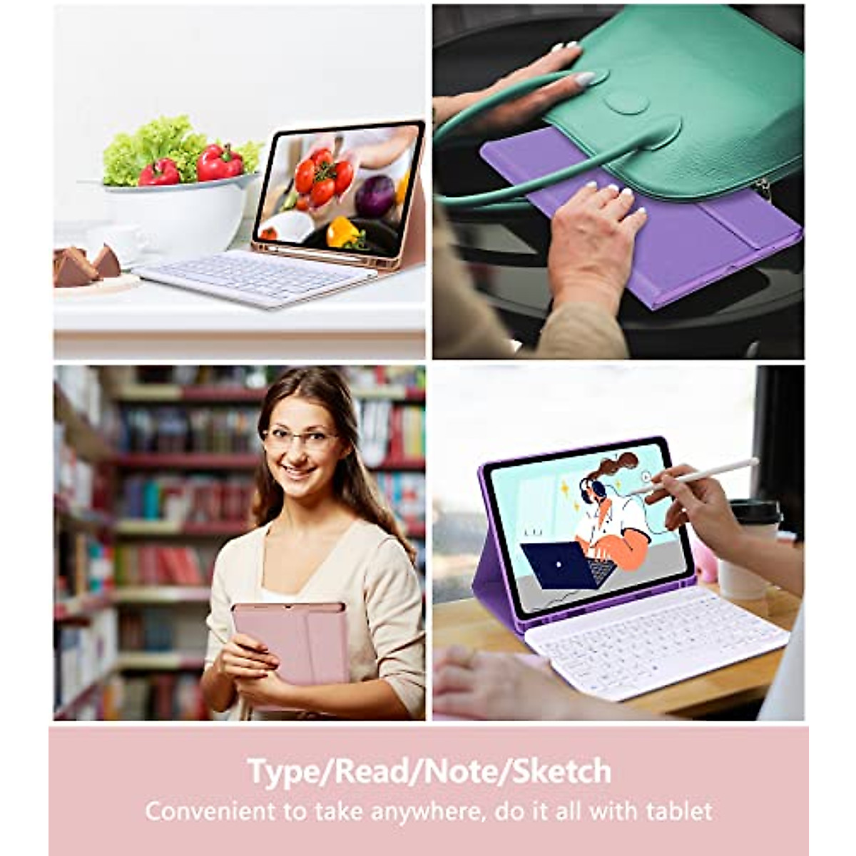 Keyboard Case for iPad 10th Generation 10.9 inch (2022) - Smart Keyboard for iPad 10th Generation, Removable Bluetooth Keyboard - Auto Sleep/Wake Up Folio Cover, Cute Case, Pink