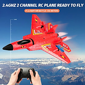 RC Plane, F22 RC Airplane Fighter Ready to Fly, 2.4Ghz 2 Channel Remote Control Plane, RC Airplanes Toy for Boys Girls Kids Beginners