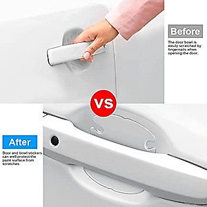 4PCS Car Door Bowl Scratch Protector, 3D Transparent Auto Door Handle Cup Stickers, Waterproof Anti-Scratch Door Handle Paint Cover Guard Protective Film for Most Cars, Trucks, SUV, Van (Clear)